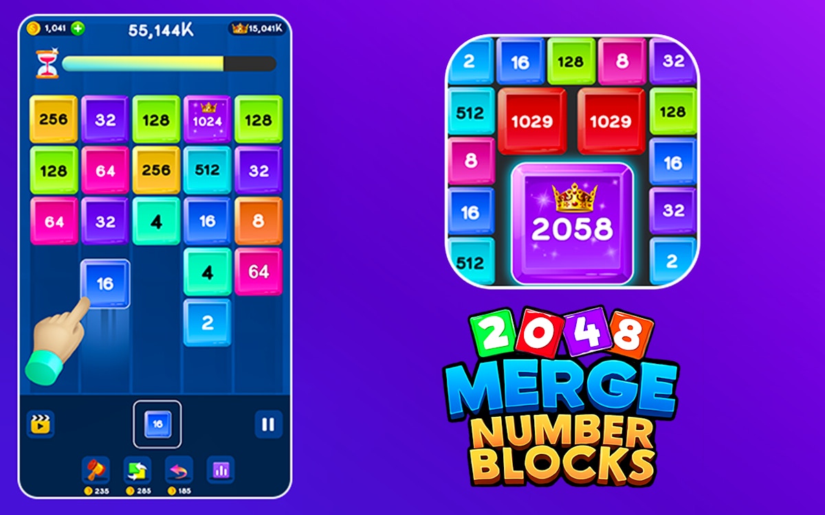 2048 Merge Number Blocks 🕹️ Speel nu op GamePix