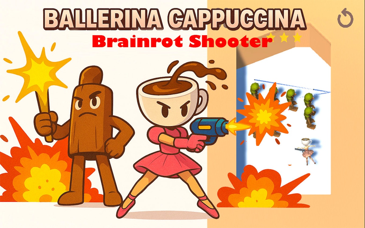 Ballerina Cappuccina Brainrot Shooter 🕹️ Zagraj teraz na GamePix
