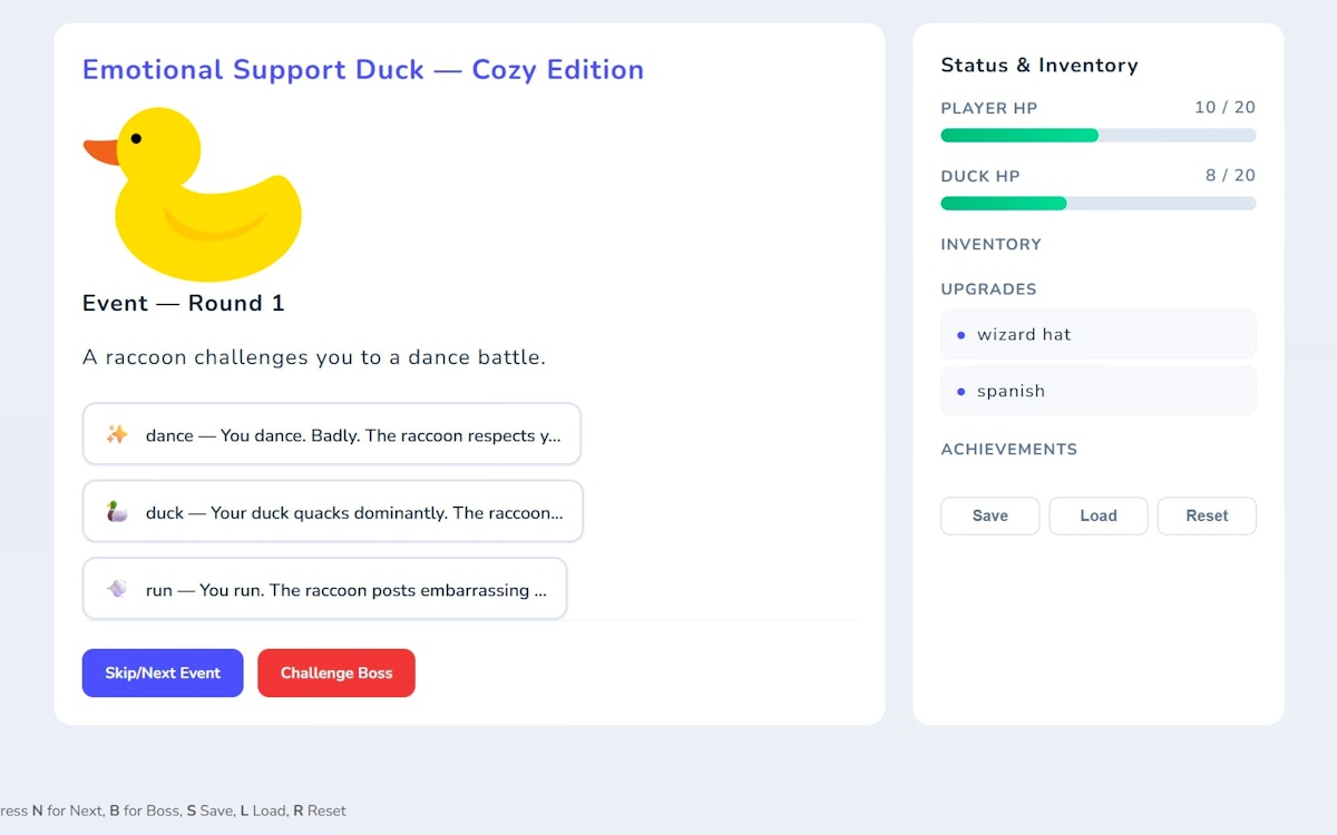 Emotional Support Duck 🕹️ Joue Maintenant sur GamePix