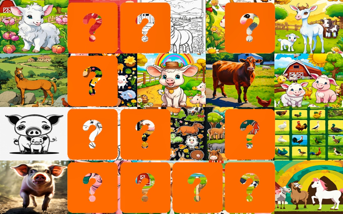 Farm Animals Memory Cards 🕹️ Play Now on GamePix