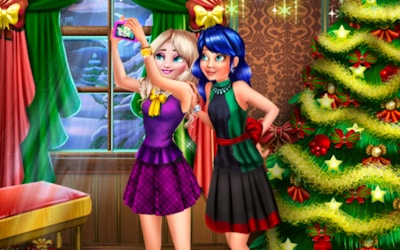 Ladybug And Elsa Xmas Selfie 🕹️ Zagraj teraz na GamePix